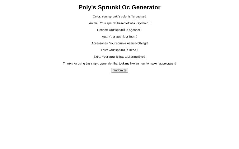 Poly's Sprunki Oc Generator