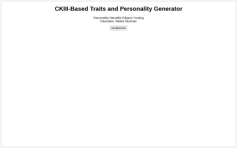 CKIII-Based Traits and Personality Generator