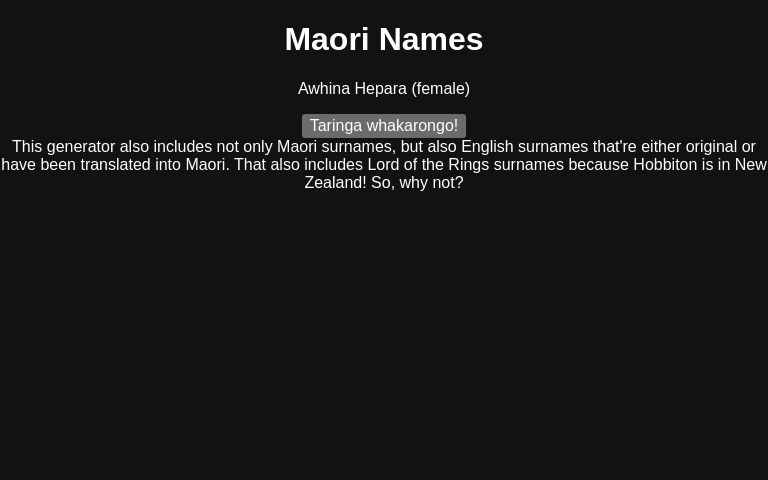Maori Names ― Perchance Generator
