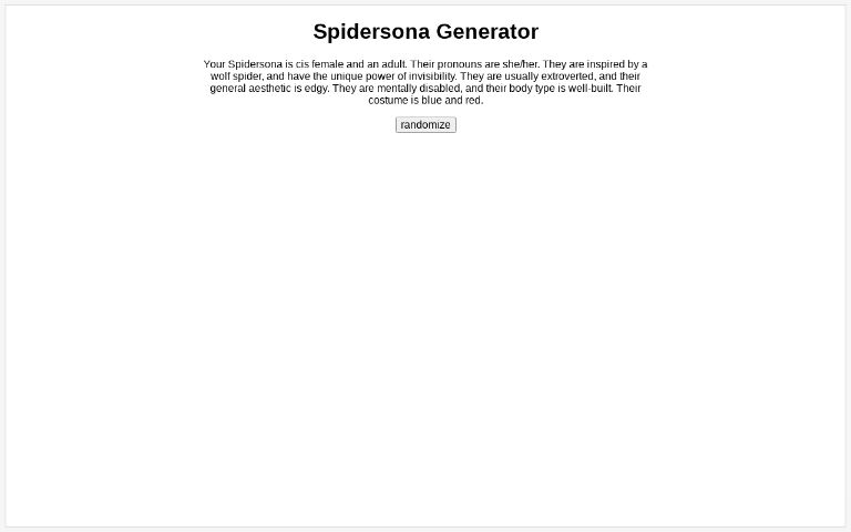 Spidersona Generator