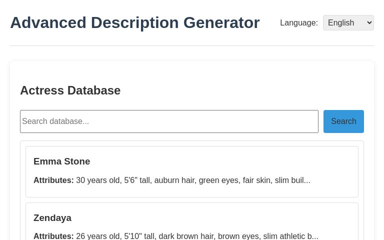 Advanced Description Generator
