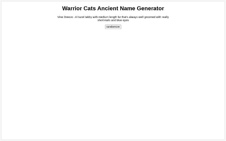 Warrior Cats Ancient Name Generator