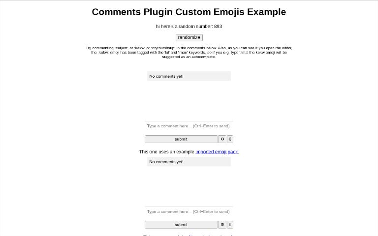 Comments Plugin Custom Emojis Example