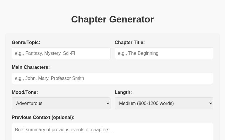 Chapter Generator