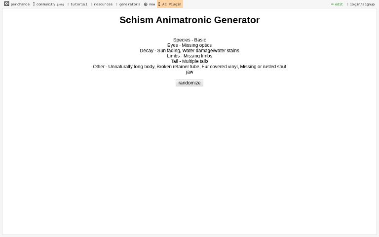 Schism Animatronic Generator