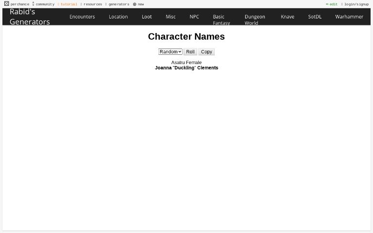 Character Names ― Perchance Generator