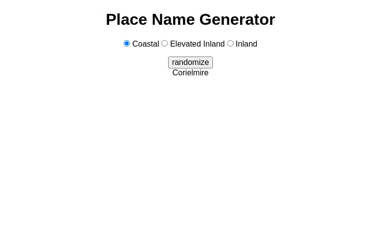 Place Name Generator