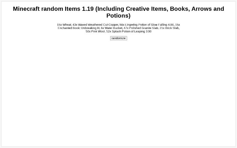 Minecraft random Items 1.19 (Including Creative Items, Books, Arrows ...