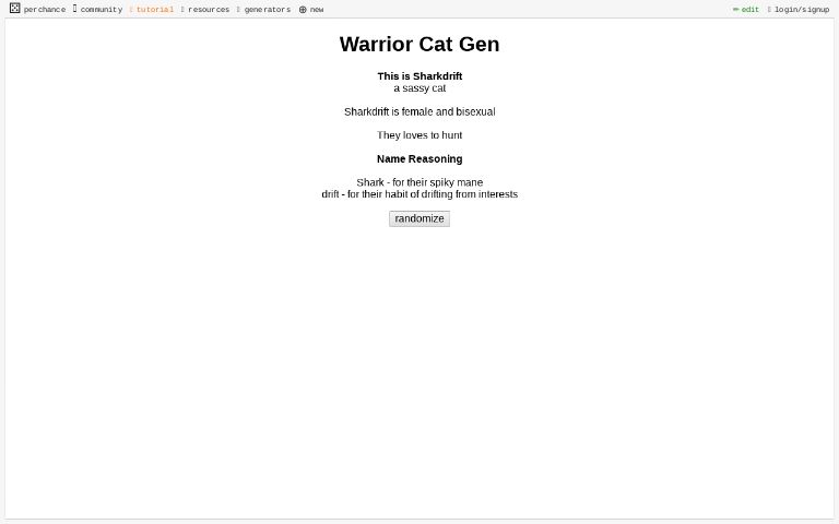 Warrior Cat Gen ― Perchance Generator