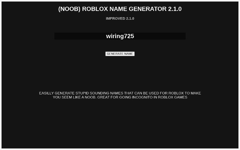 (NOOB) ROBLOX NAME GENERATOR 2.1.0