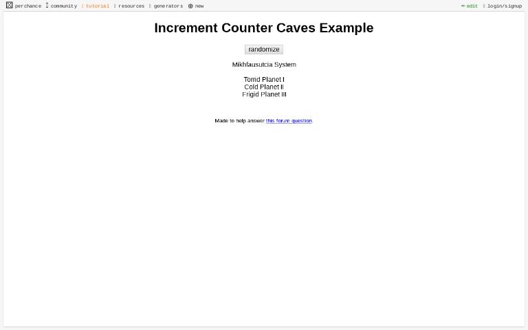 Increment Counter Caves Example ― Perchance Generator