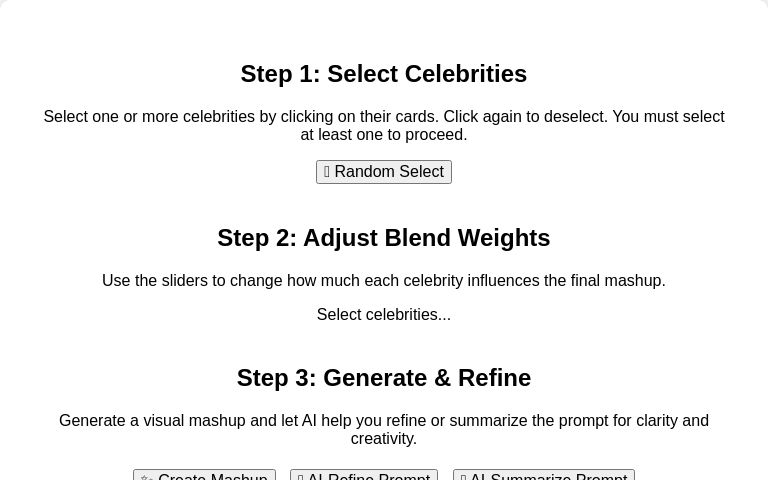 Step 1: Select Celebrities ― Perchance Generator