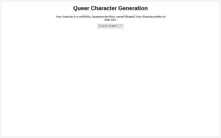 Queer Character Generation