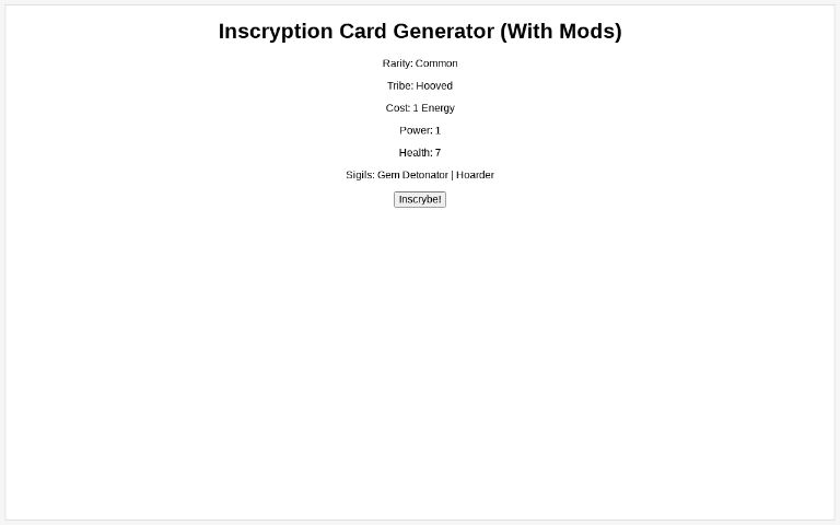 Inscryption Card Generator (With Mods)