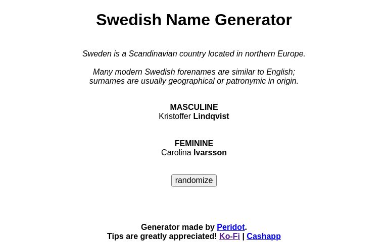 Swedish Name Generator