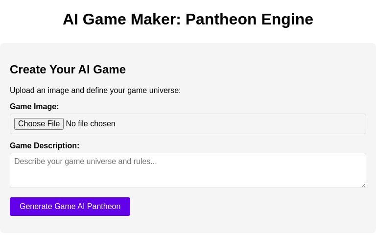 AI Game Maker: Pantheon Engine ― Perchance Generator