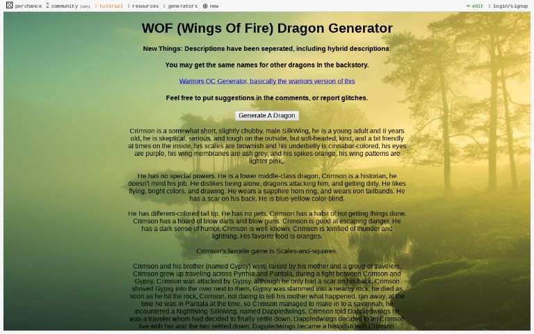 WOF (Wings Of Fire) Dragon Generator