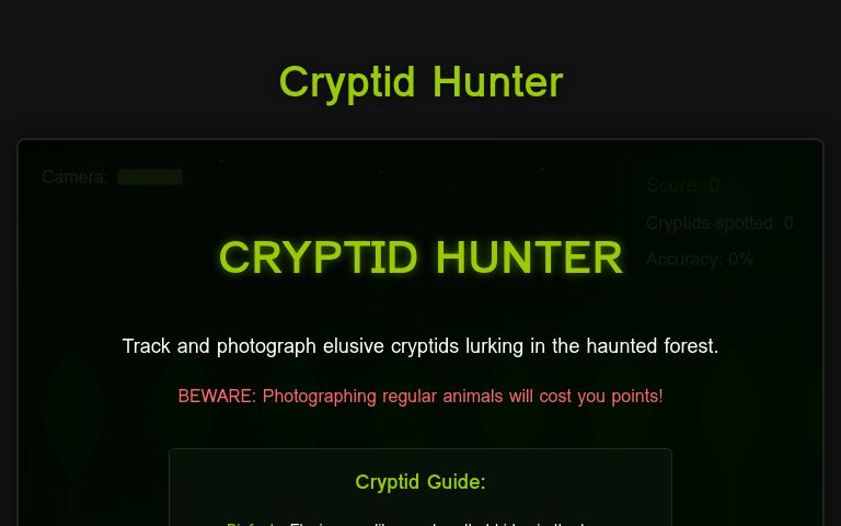 Cryptid Hunter ― Perchance Generator