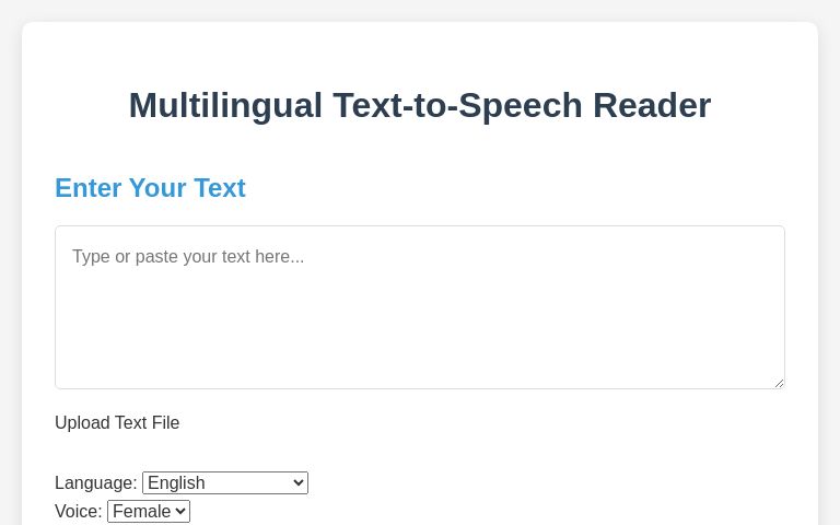 Multilingual Text-to-Speech Reader ― Perchance Generator