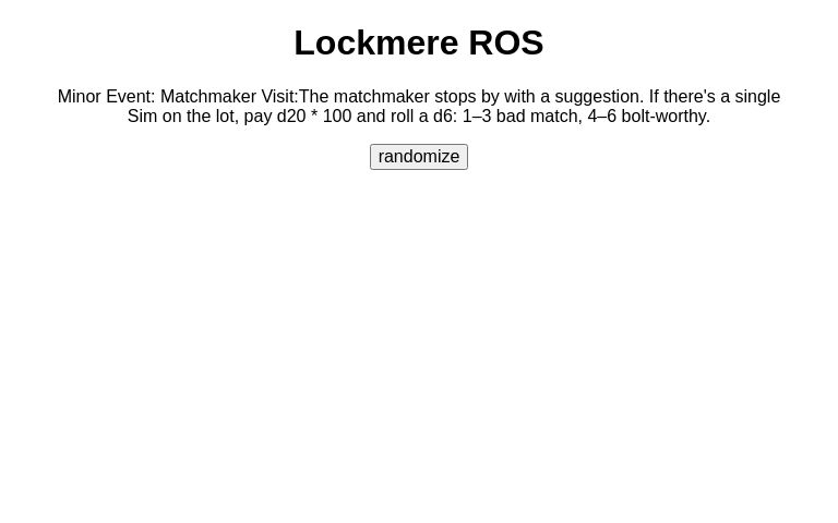 Lockmere ROS ― Perchance Generator