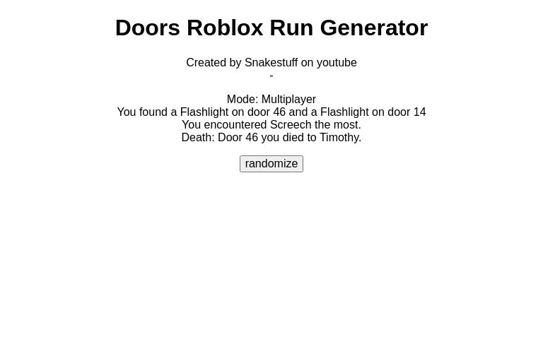 Doors Roblox Run Generator