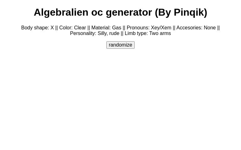 Algebralien oc generator (By Pinqik)