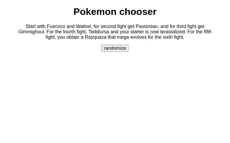 Pokemon chooser ― Perchance Generator