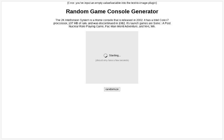 Random Game Console Generator