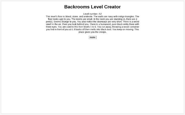 Backrooms Level Creator ― Perchance Generator