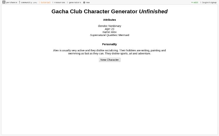 Gacha Club Character Generator Unfinished