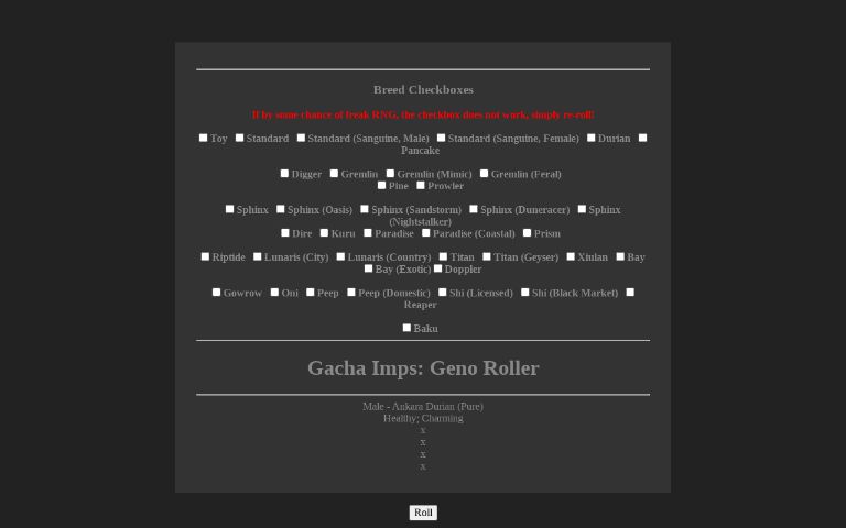 Gacha Imps: Geno Roller ― Perchance Generator