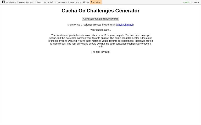 Gacha Oc Challenges Generator