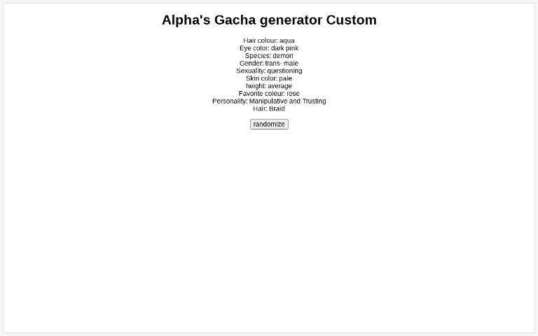 Alpha's Gacha generator Custom