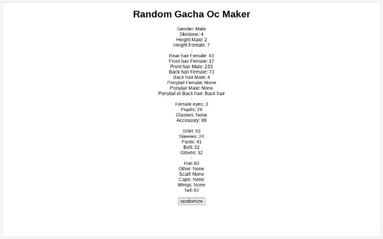 Random Gacha Oc Maker ― Perchance Generator