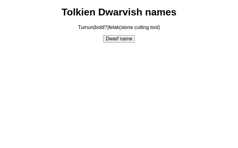 Tolkien Dwarvish names ― Perchance Generator