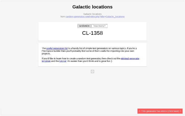 Galactic Locations Perchance Generator