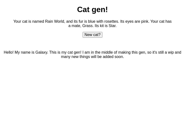 Cat gen! ― Perchance Generator