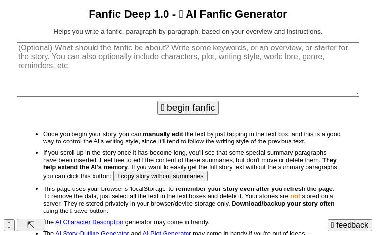 Fanfic Deep 1.0 - 📖 AI Fanfic Generator (free, unlimited, no sign-up)