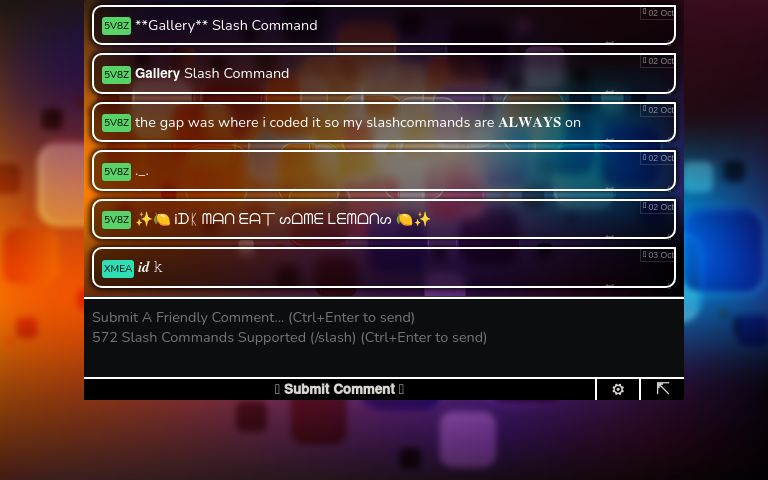 🗼 • 𝙂𝙖𝙡𝙡𝙚𝙧𝙮 𝘚𝘭𝘢𝘴𝘩 𝘊𝘰𝘮𝘮𝘢𝘯𝘥 ― Perchance Generator