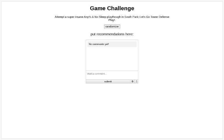 Game Challenge ― Perchance Generator