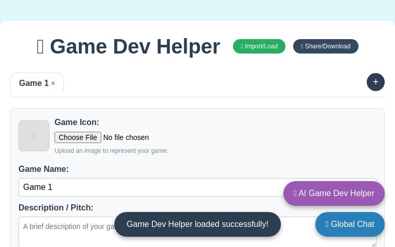 🤖 Game Dev Helper ― Perchance Generator