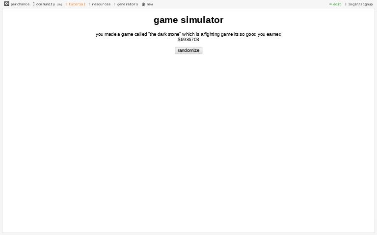 game simulator ― Perchance Generator