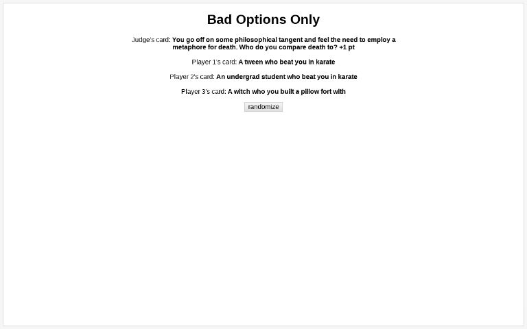 Bad Options Only ― Perchance Generator