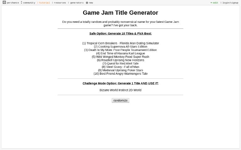 Game Jam Title Generator