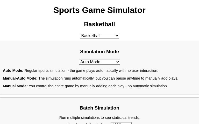 Sports Game Simulator ― Perchance Generator
