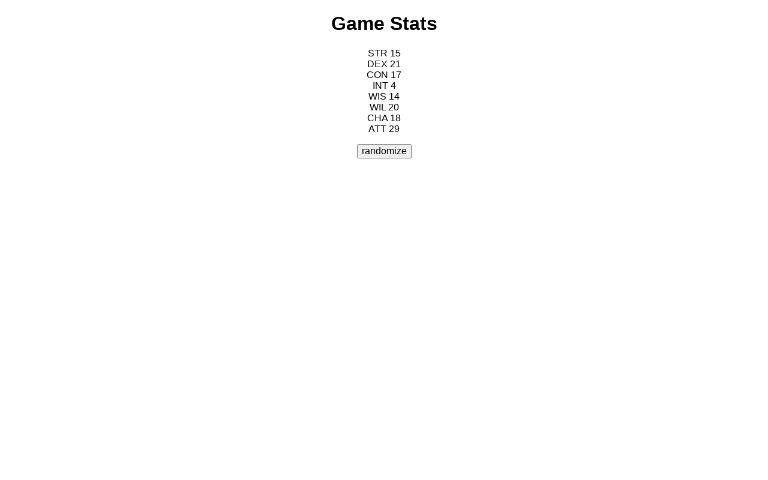 Game Stats ― Perchance Generator