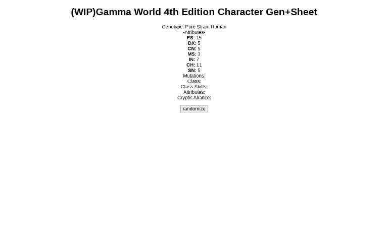 (WIP)Gamma World 4th Edition Character Gen+Sheet
