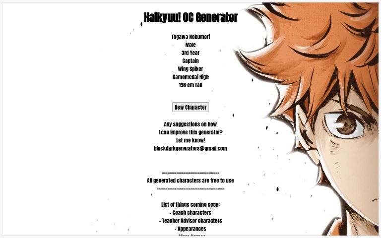 Haikyuu! OC Generator
