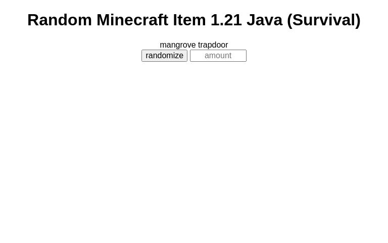 Random Minecraft Item 1.21 Java (Survival) ― Perchance Generator