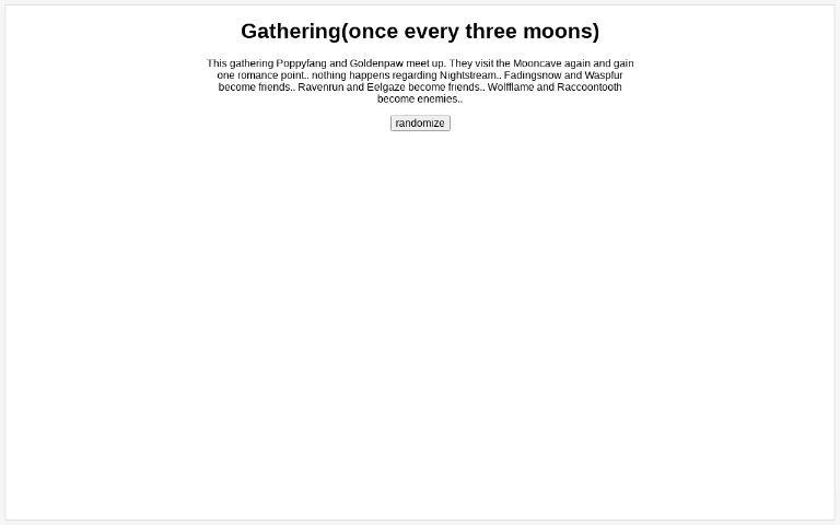 Gathering(once every three moons) ― Perchance Generator